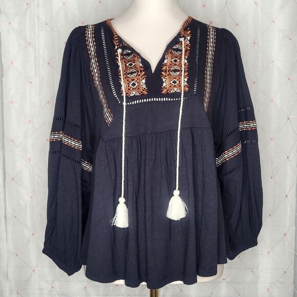 Shyanne | Tops | Shyanne Black Country Western Aztec Peasant Boho ...